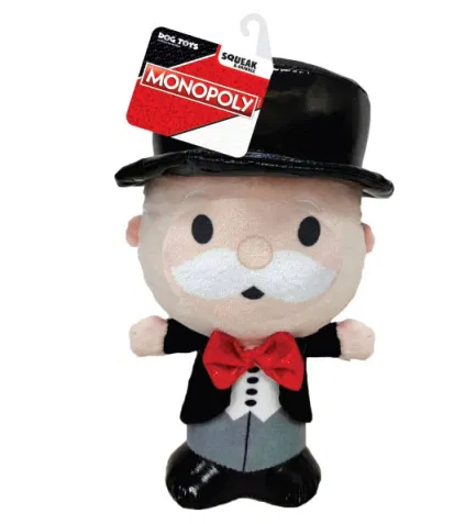 Hasbro Dog Toys Monopoly Mr. Money Bags Squeak and Crinkle Plush (excl ...